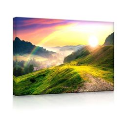lightbox-multicolor LED-Bild Französische Berglandschaft beim Sonnenuntergang fully lighted 60x40cm