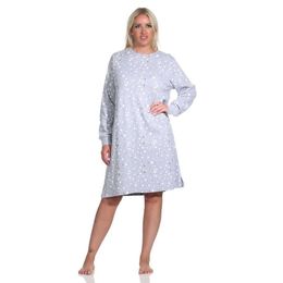 Normann Nachthemd Damen langarm Nachthemd mit Bündchen in Kuschel Interlock Qualität