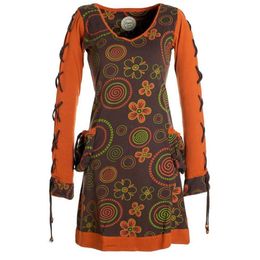 Vishes Jerseykleid Langarm Shirt Blümchenkleid Bedruckt 70er 80er Hippie Style