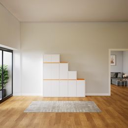 MYCS Schrankwand Weiß - Moderne Wohnwand: Türen in Weiß - Hochwertige Materialien - 192 x 195 x 34 cm, Konfigurator