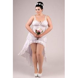 Andalea Vokuhila-Kleid Vokuhila Kleid langes asymmetrisches Wetlook-Partykleid Braut Chemise
