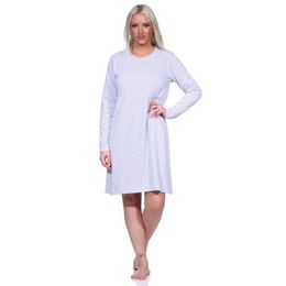 Normann Nachthemd Damen Nachthemd Bigshirt langarm in Streifen