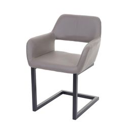 Esszimmerstuhl MCW-A50 II, Freischwinger Stuhl Küchenstuhl, Retro 50er Jahre Design ~ Kunstleder, taupe-grau