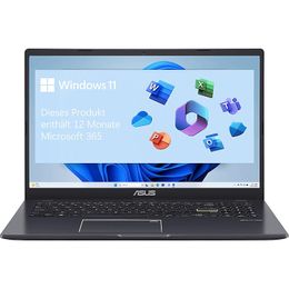 ASUS Vivobook Go 15 E510KA-EJ225WS, inkl. 1 Jahr Microsoft 365 Single, Notebook, mit 15,6 Zoll Display, Intel® Celeron®,N4500 Prozessor, 4 GB RAM, 128 eMMC, HD Graphics, Star Black, Windows 11 Home S-Modus (64 Bit)