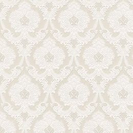 A.S. Création Elegante Tapete in Crème Weiß | Barock Papiertapete mit Vinyl Ornament ideal für Schlafzimmer und Esszimmer | Edle Barocktapete aus Papier - 10,05 x