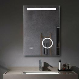 MIQU - Badspiegel 50 x 70 cm mit Beleuchtung led Rechteckig Badezimmer 3 Lichtfarbe 3000-6400K Wandspiegel Antibeschlage Lichtspiegel mit
