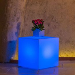Eckige Lampe h 40 aus Harz 40x40 cm mod. Cubo blaues Licht