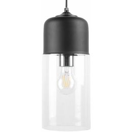 Beliani - Hängeleuchte Schwarz Metall und Glas mit Schirm in Zylinderform Glühbirnen-Optik für Wohnzimmer Esszimmer Industrie Look - Transparent