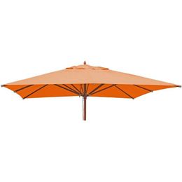 HHG - neuwertig] Ersatz-Bezug für Gastronomie Holz-Sonnenschirm 671, Sonnenschirmbezug Ersatzbezug, eckig 4x4m Polyester 3kg terracotta - orange