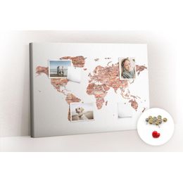 Tulup Pinnwand World Memoboard Weltkarte XXL 100 cm x 70 cm 100 Stk. Pinnadeln