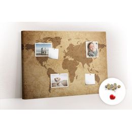 Tulup Pinnwand World Memoboard Weltkarte XXL 100 cm x 70 cm 100 Stk. Pinnadeln