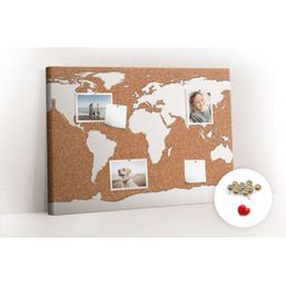 Tulup Pinnwand World Memoboard Weltkarte XXL 100 cm x 70 cm 100 Stk. Pinnadeln