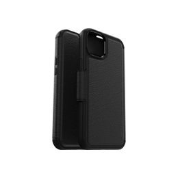 Otterbox Flip Case Strada Hülle für Apple iPhone 15 Plus für MagSafe, stoßfest, sturzsicher,Premium Lederfolio, 3x getestet nach Militärstandard, schwarz