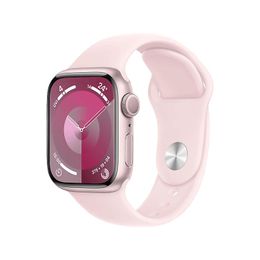Apple Watch Series 9 GPS 41 mm Smartwatch Aluminium Fluorelastomer, 130 - 180 mm, Rosé/Hellrosa