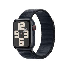 Apple Watch SE (2023) GPS+Cellular 44 mm Smartwatch Aluminium Textil Carbon Neutral, 130-200 mm, Mitternacht