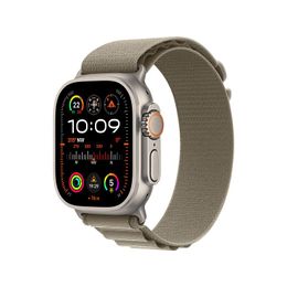 Apple Watch Ultra 2 GPS + Cellular 49 mm Alpine Loop Oliv – Medium Smartwatch Titangehäuse Gewebe, 145 - 190 mm, Titan /