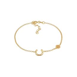 NENALINA Armband &raquo;Hufeisen Kleeblatt Gl&uuml;ck Emaille 925 Silber&laquo; Gold 16 cm Verspieltes Armband mit Gl&uuml;ckssymbol f&uuml;r Damen