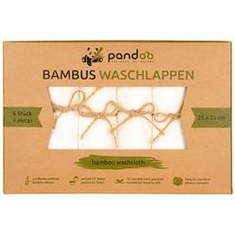 pandoo Waschlappen Bambus weiß 25,0 x 25,0 cm, 6 St.