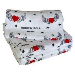 Spucktuch Baby Mullwindeln Mulltücher "Rock ́n ́Roll Baby 80 x 80 cm, 5er Set, Premium Qualität