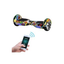 ROBWAY W1 Hoverboard für Erwachsene und Kinder, 6,5 Zoll, Self-Balance, Bluetooth, App, 700 Watt, LEDs (Blau Graffiti)