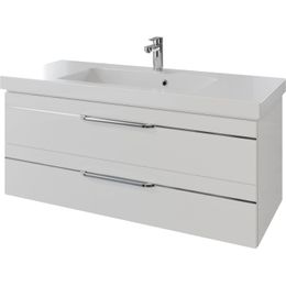 Saphir Waschtisch Serie Balto Mineralmarmor-Waschtisch mit Unterschrank, 123 cm breit (2-St), Waschplatz mit 2 Schubladen, Badschrank in verschiedenen Ausführungen, weiß