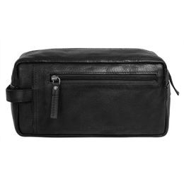 SPIKES & SPARROW Spikes & Sparrow Kulturbeutel TOILETRY BAG, echt Leder, schwarz