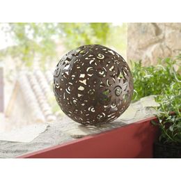 Dekoleidenschaft - Dekokugel Sonne aus Metall in Rost Optik, ø 24 cm, Gartenkugel, Metallkugel, Metalldeko für Wohnzimmer & Balkon, Gartendeko für