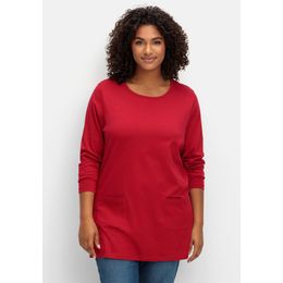 sheego Große Größen: Longshirt mit aufgesetzten Taschen, rot, Gr.40