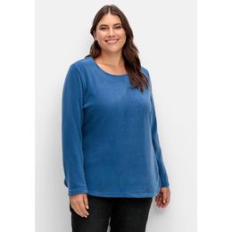 sheego Große Größen: Fleeceshirt mit abgerundetem Saum, jeansblau, Gr.50