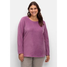 sheego Große Größen: Fleeceshirt mit abgerundetem Saum, violett, Gr.50