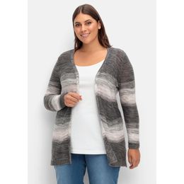 sheego Große Größen: Verschlusslose Longstrickjacke mit Farbverlauf, grau-rosé, Gr.48