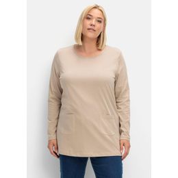 sheego Große Größen: Longshirt mit aufgesetzten Taschen, sand, Gr.48