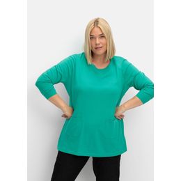 sheego Große Größen: Longshirt mit aufgesetzten Taschen, smaragd, Gr.46