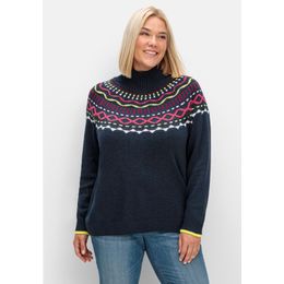 sheego Große Größen: Pullover mit Norweger-Intarsienmuster, nachtblau gemustert, Gr.48/50