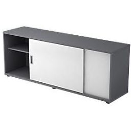 Hammerbacher Sideboard Spanplatte 1.600 x 400 x 596 mm Grau Mit Aufbau