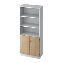 Hammerbacher Schrank Melamin 4 Fachböden 800 x 420 x 2.004 mm Eiche Weiß Mit Aufbau