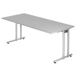 Hammerbacher VNS19/5/SDEAUFB Nicht Höhenverstellbar Gerader Schreibtisch Melamin Silber T-Fuß 1.800 x 800 x 720 mm Mit Aufbau