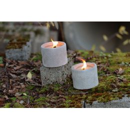Gedankenwunder Manufaktur Feuerschale 2er-Set Beton Kerze Blattfeuer Dauerdocht Kerzenresten recyceln