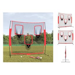 vidaXL Fußballtor Baseball-Netz Tragbar Schwarz und Rot 183x105x183 cm Polyester