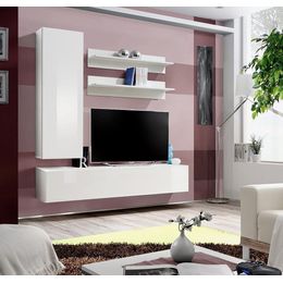 JVmoebel Wohnzimmer-Set Designer Einrichtung Weiß Wohnwand Luxus Holzmöbel Komplett
