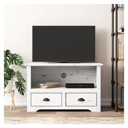 furnicato TV-Schrank mit 2 Schubladen Weiß 91x43x56 cm Massivholz Kiefer