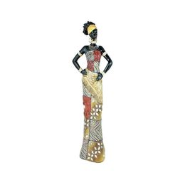 colourliving Afrikafigur Afrika Deko Figur Frau in einem bunten Kleid Afrikanische Dekofiguren