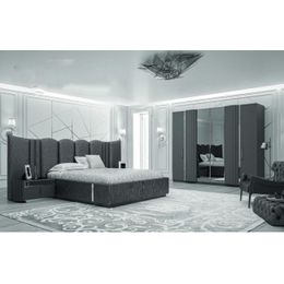 JVmoebel Schlafzimmer-Set Bett 2x Nachttische Kleiderschrank 4tlg Schlafzimmer Set Modern