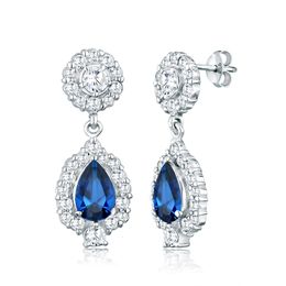 Paar Ohrhänger Elli Premium "Tropfen Zirkonia Glamour Elegant 925 Silber" Ohrringe Gr. OneSize, mit Steinen, Silber 925 (Sterlingsilber), blau (blau, blau) Damen Ohrhänger