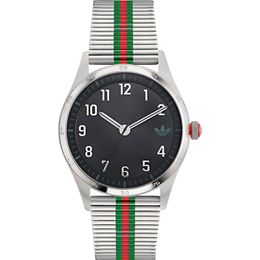 Quarzuhr adidas originals "AOSY235322I" Armbanduhren silberfarben (silberfarben, grün, rot) Herren Quarzuhren