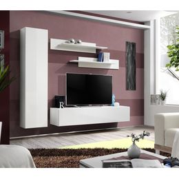 JVmoebel Wohnzimmer-Set Wohnwand Weiß TV Ständer Designer Einrichtung Wohnzimmermöbel