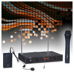 Ibiza Sound Mikrofon, Profi Karaoke Dj Funkmikrofonset 2-Kanal Empfänger Funkmikrofon Funkheadset System Ibiza VHF2H
