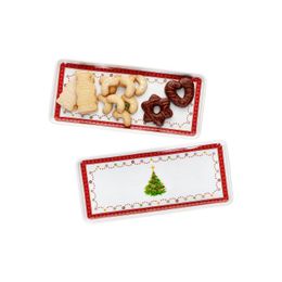 MamboCat Servierplatte 2x Weihnachtstraum Kuchenplatte rechteckig Porzellan Weihnachten