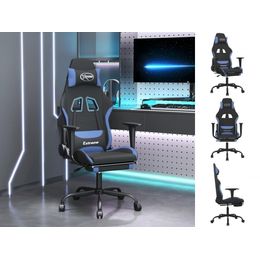 vidaXL Bürostuhl Gaming-Stuhl mit Fußstütze Schwarz und Blau Stoff