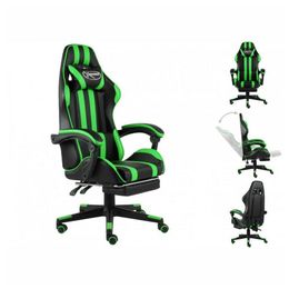 vidaXL Bürostuhl Gaming-Stuhl mit Fußstütze Schwarz und Grün Kunstleder Gaming Sessel C